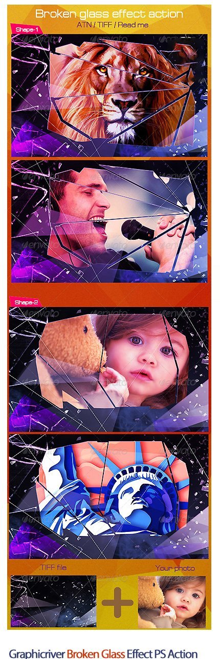 Broken Glass Effect PS Action | visualstorms visualstorms