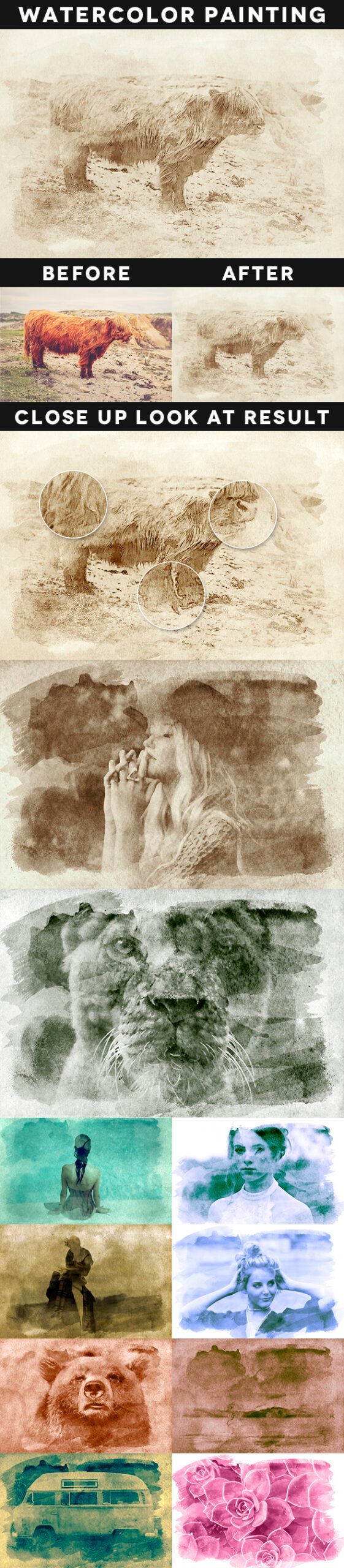Creative Vintage Watercolor Actions | visualstorms