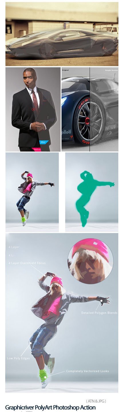 polyart photoshop action | visualstorms