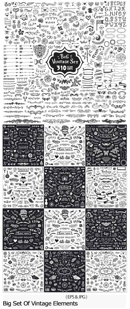 Big Set Of Vintage Elements | visualstorms