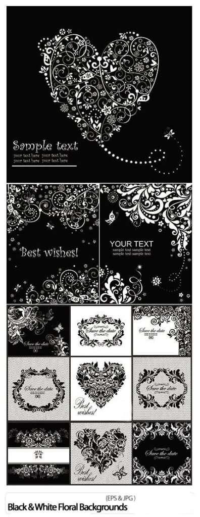 Black And White Floral Backgrounds Vector | visualstorms