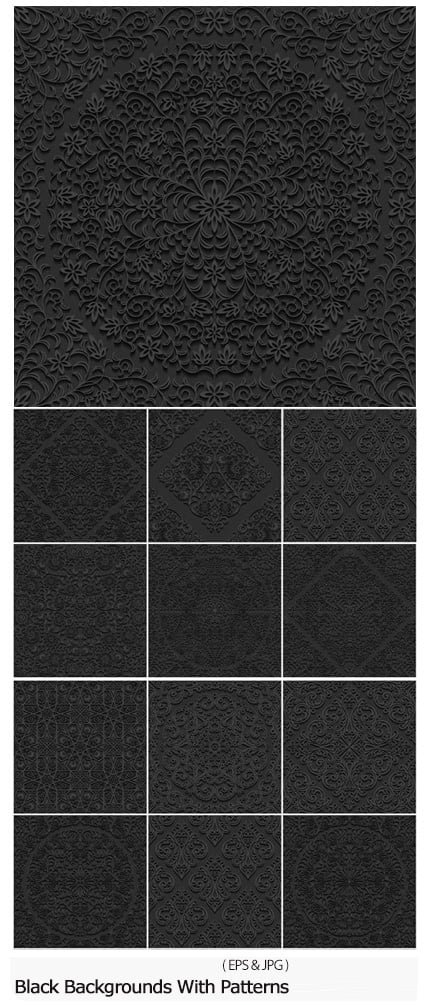 Black Vector Backgrounds With Patterns Abstraction With 3D Effect ...