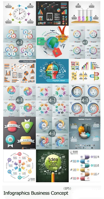 Infographics Business Concept Flat Design Vector | visualstorms