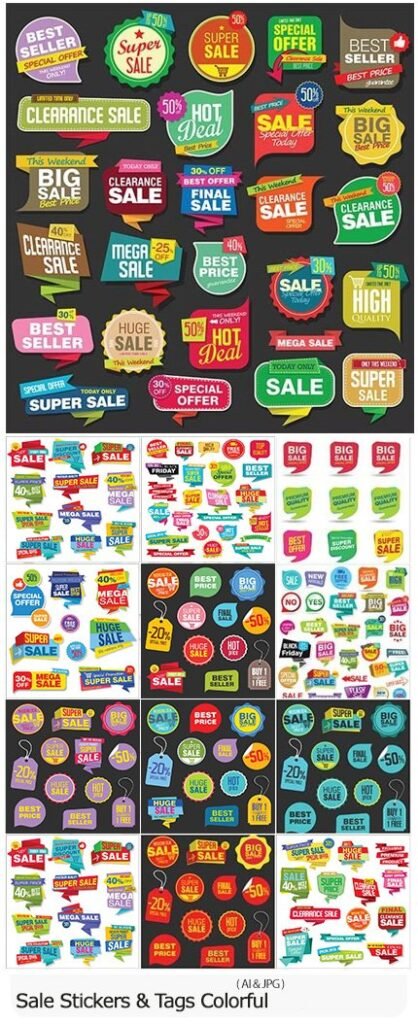 Modern Sale Stickers And Tags Colorful Vector Collection | visualstorms