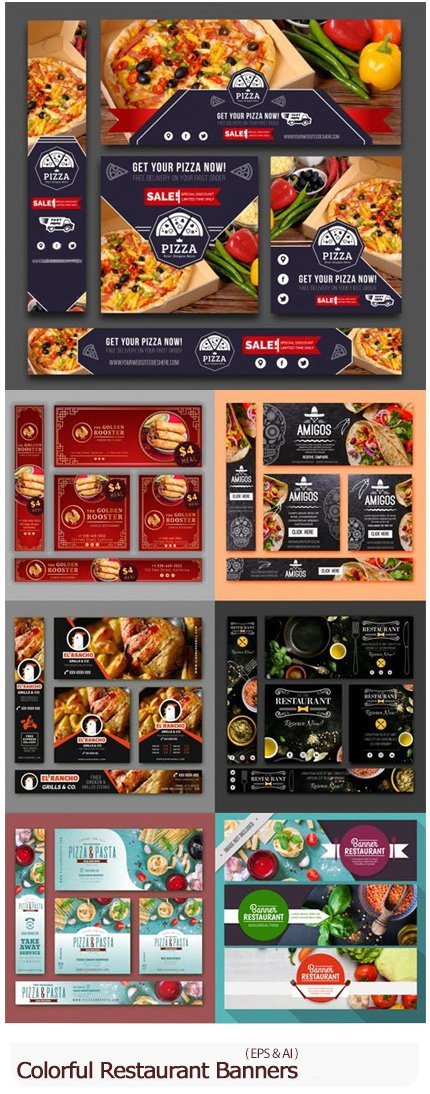 50 Colorful Restaurant Banners Collection In Vector | visualstorms