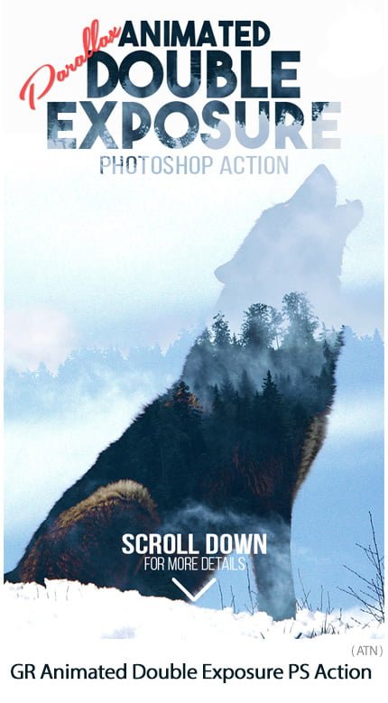 Animated Parallax Double Exposure Photoshop Action | visualstorms