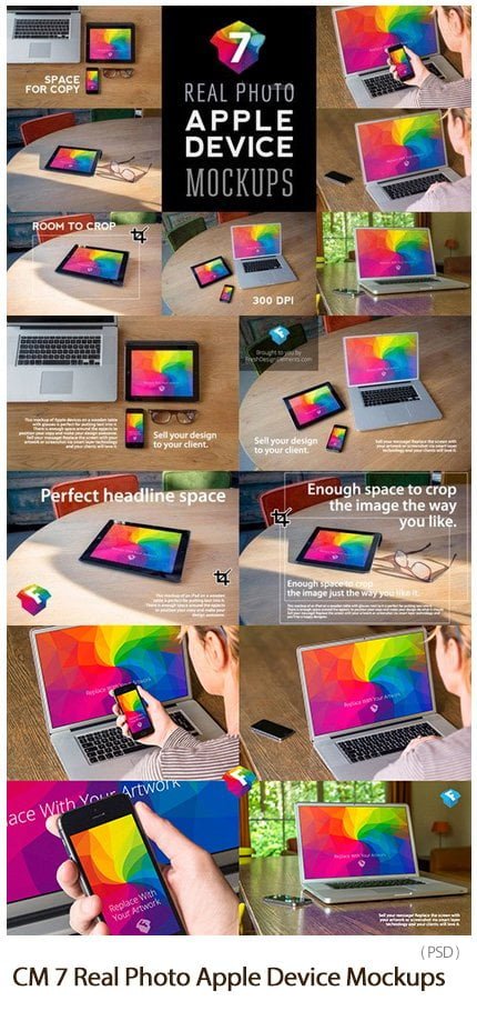 CM 7 Real Photo Apple Device Mockups psd | visualstorms