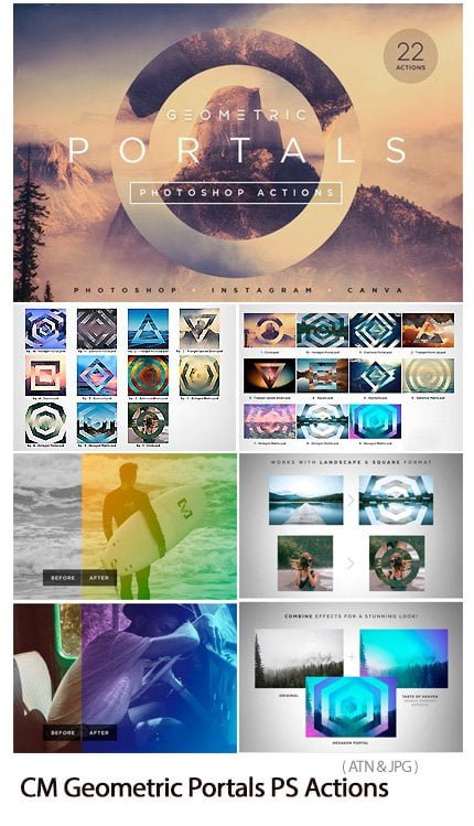 CM Geometric Portals Photoshop Actions | visualstorms