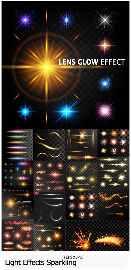 Light Effects Sparkling Elements Dark Background | visualstorms