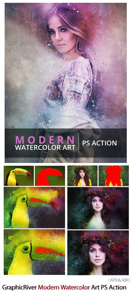 Modern Watercolor Art PS Action | visualstorms