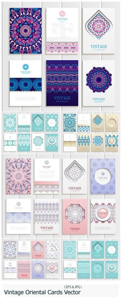 Vintage Oriental Style Cards Vector | visualstorms