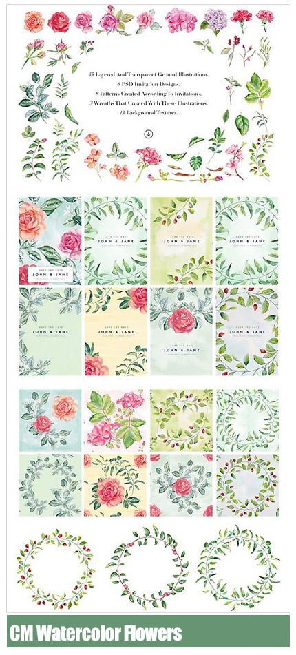 CM Watercolor Flowers Pack | visualstorms