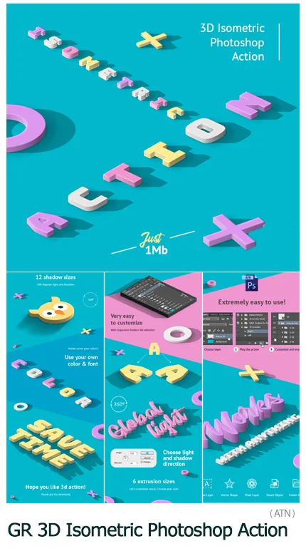 3D Isometric Photoshop Action | visualstorms