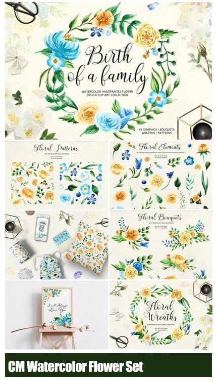 CM Birth Of Watercolor Flower Set | visualstorms