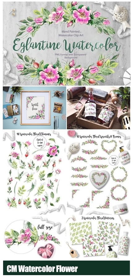 CM Watercolor Flower Clip Art Eglantine | visualstorms