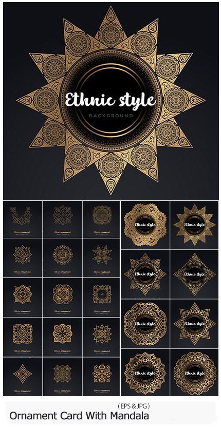 Gold Ornament Card With Mandala In Vector Illustration | visualstorms