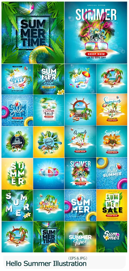 Vector Hello Summer Holiday Illustration 01 | visualstorms