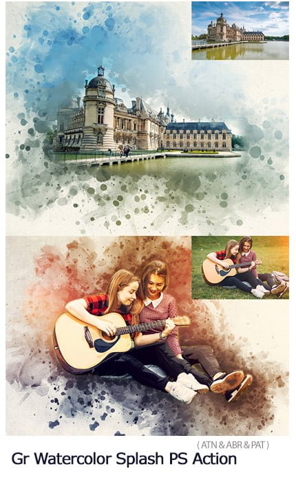 Watercolor Splash Photoshop Action | visualstorms