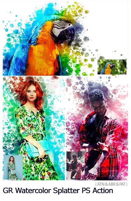 Watercolor Splatter Photoshop Action | visualstorms