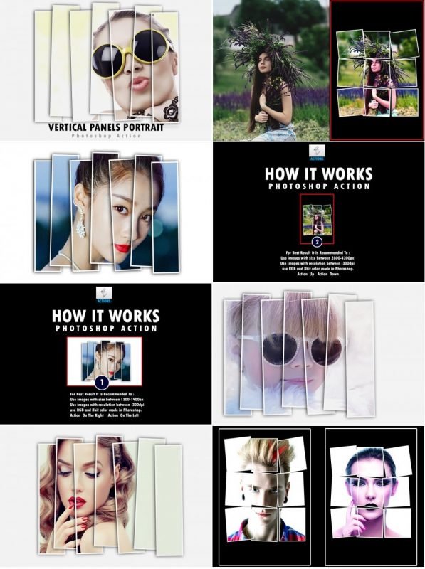 Vertical Panels Portrait Photoshop Action | visualstorms