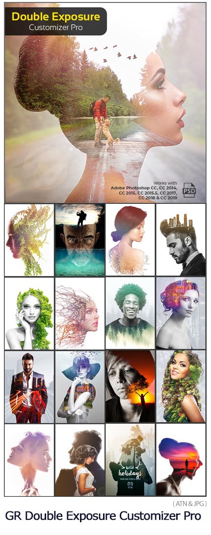 Double Exposure Customizer Pro Photoshop Action | visualstorms