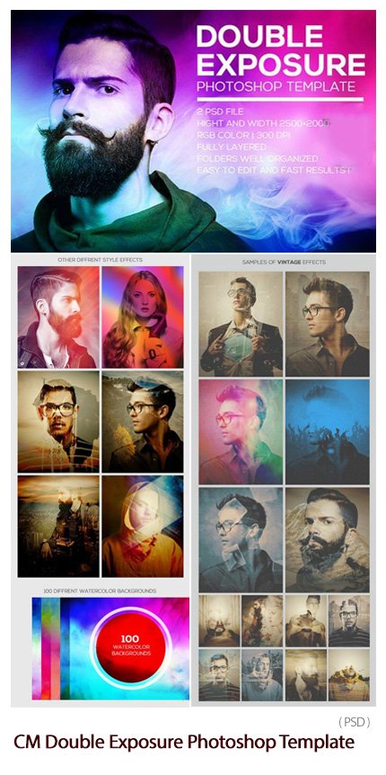 CM Double Exposure Photoshop Template | visualstorms