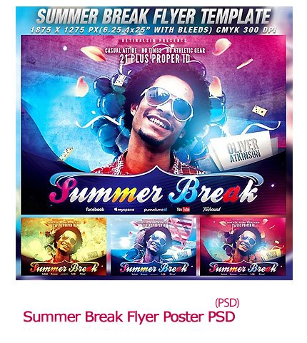Summer Break Flyer Poster PSD Template | visualstorms