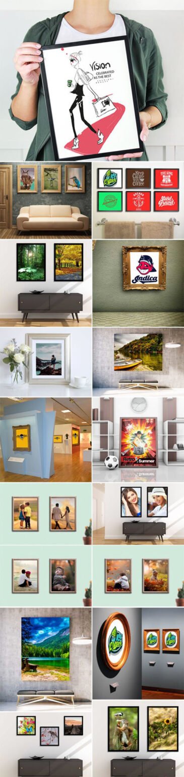 23 Realistic Posters And Frames Artwork PSD Mockups Collection