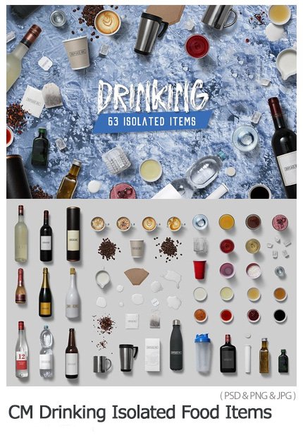 CreativeMarket Drinking Isolated Food Items | visualstorms