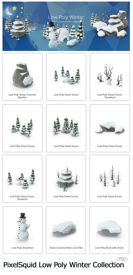pixelsquid low poly winter collection | visualstorms visualstorms