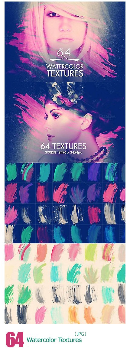 64 Watercolor Textures | visualstorms