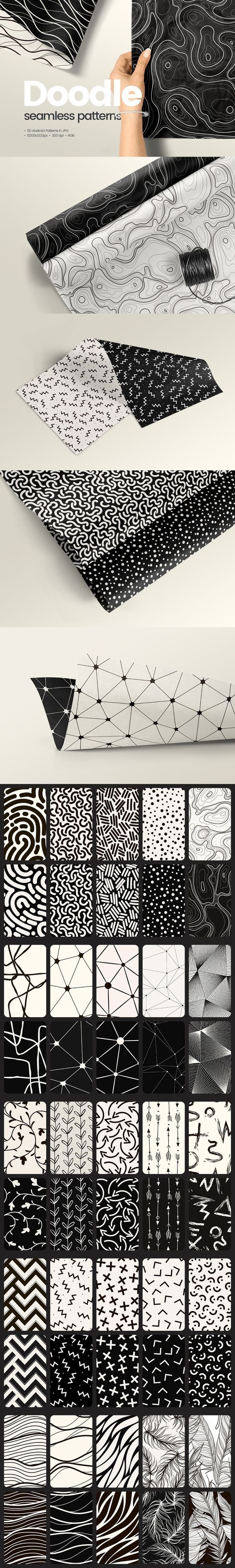 50 Abstract Doodle Seamless Patterns | visualstorms