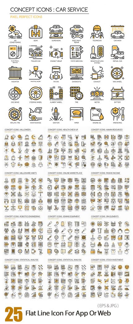 Flat Line Icon And Button For App Or Web Development | visualstorms