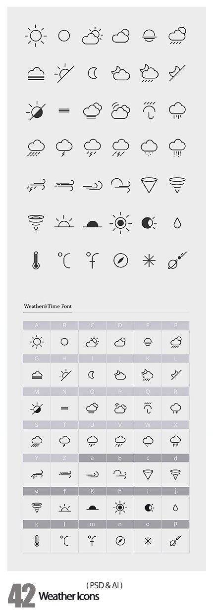 psd ai web icons 42 weather icons | visualstorms visualstorms