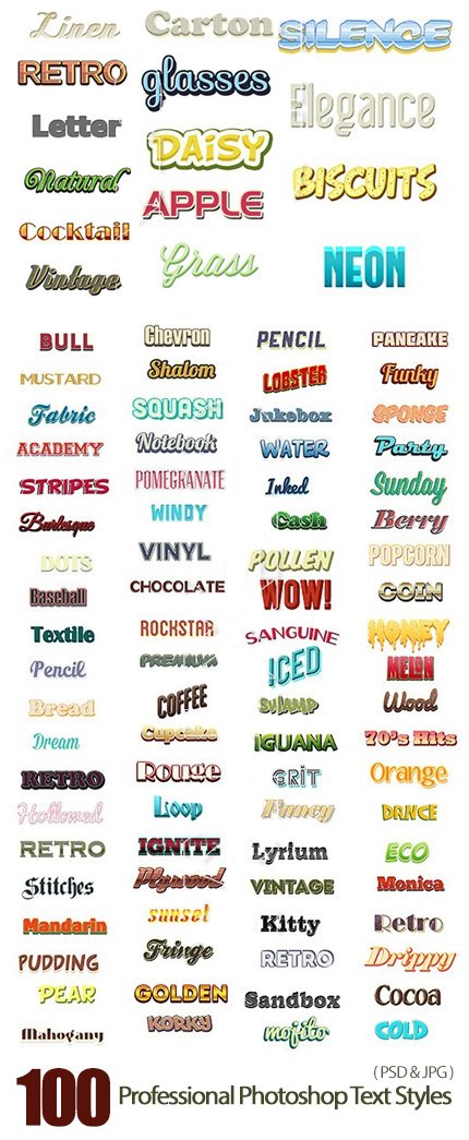 100 Professional Photoshop Text Styles | visualstorms