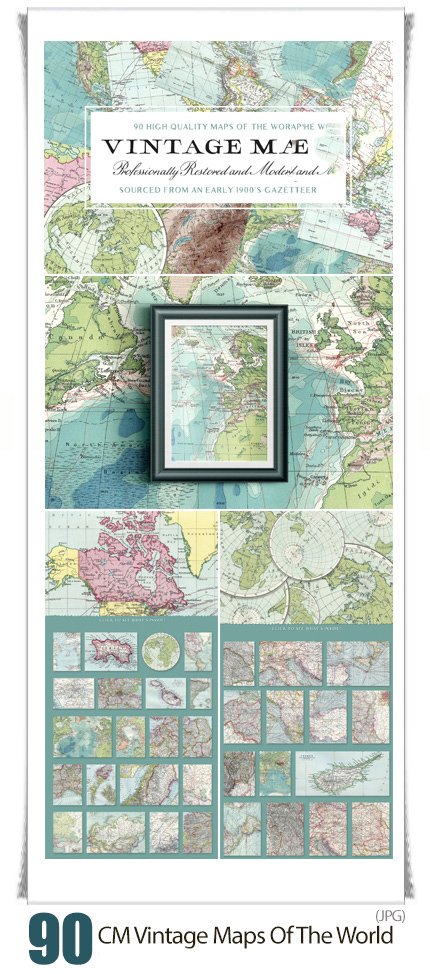 CreativeMarket 90 Vintage Maps Of The World | visualstorms
