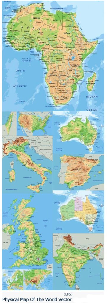 Physical Map Of The World Vector | visualstorms