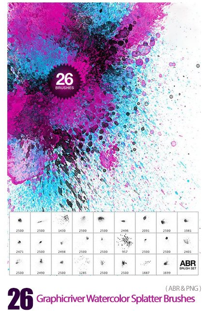 Graphicriver 26 Watercolor Splatter Brushes | visualstorms