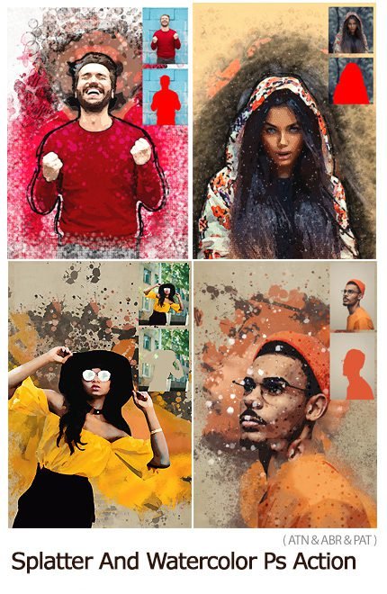 Splatter And Watercolor Photoshop Action | visualstorms