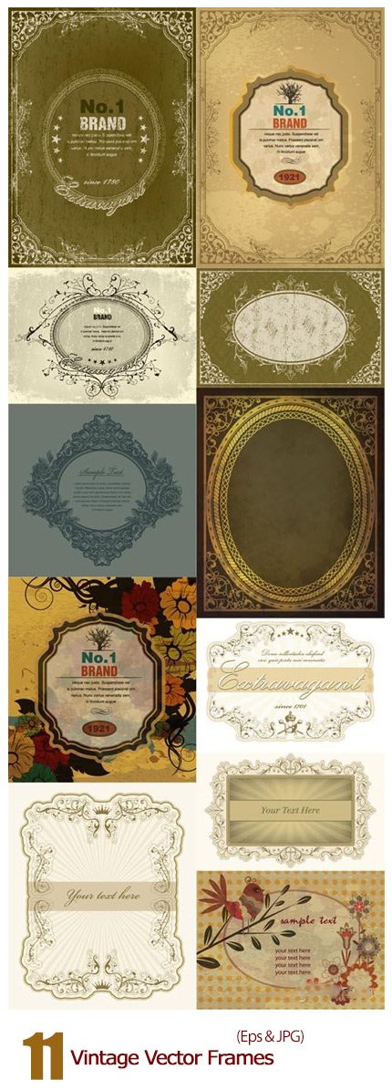 11 Vintage Vector Frames visualstorms | visualstorms