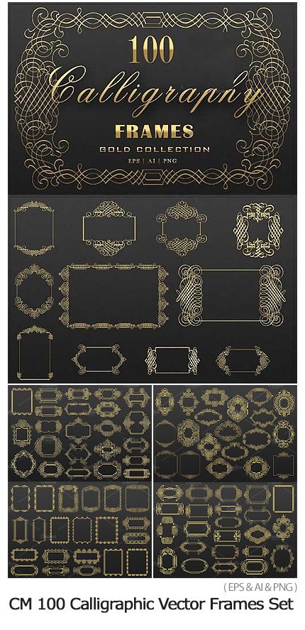 CM 100 Calligraphic Vector Frames Set | visualstorms