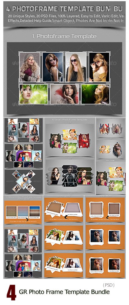 GraphicRiver 4 Photo Frame Template Bundle | visualstorms