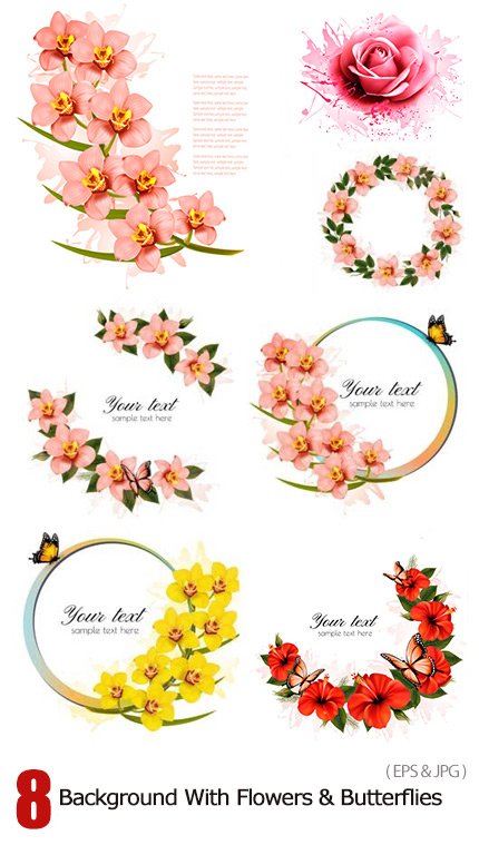 Holiday Background With Red Beauty Flowers And Butterflies visualstorms