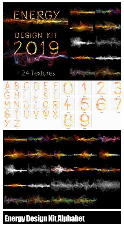 Energy Design Kit Abstract Wave Alphabet | visualstorms