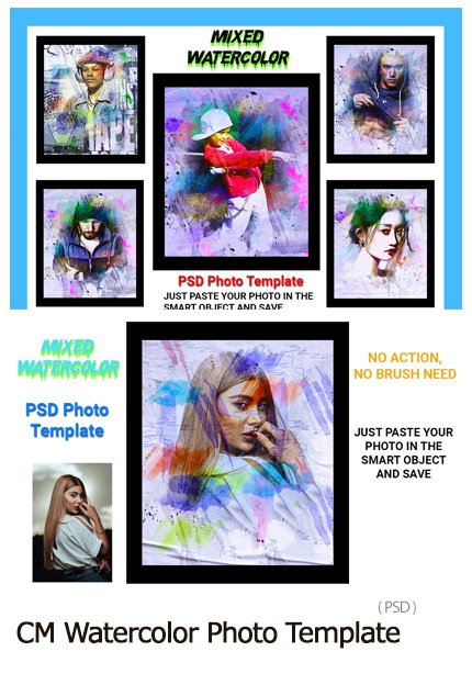 Mixed Watercolor Photo Template | visualstorms visualstorms