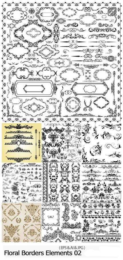 Vectors Floral Borders Elements Set 02 | visualstorms