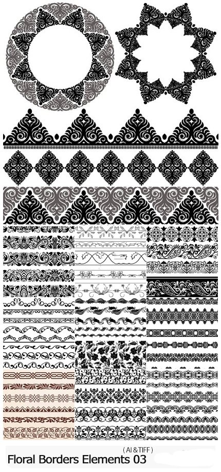 Vectors Floral Borders Elements Set 03 | visualstorms