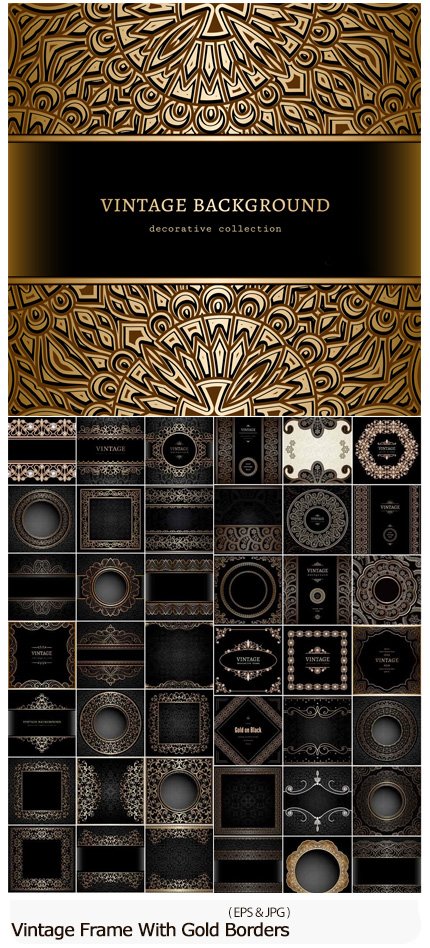 Vintage Frame With Gold Swirly Borders | visualstorms