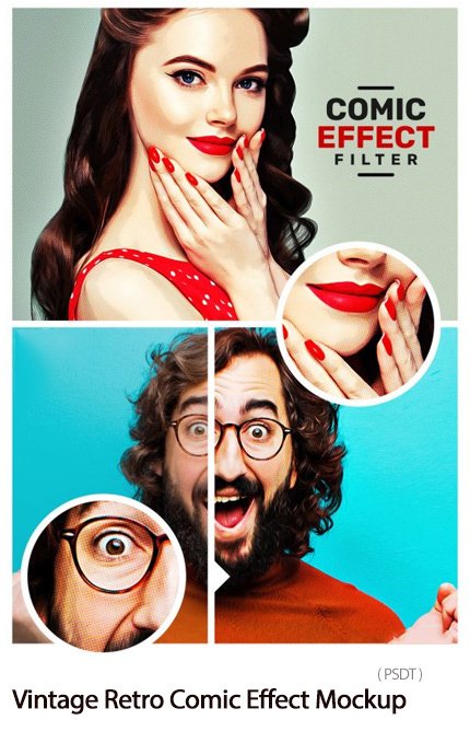 Vintage Retro Comic Effect Filter Mockup | visualstorms