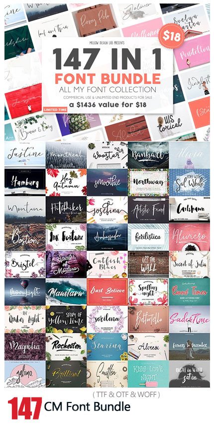 CreativeMarket 147 IN 1 Font Bundle | visualstorms